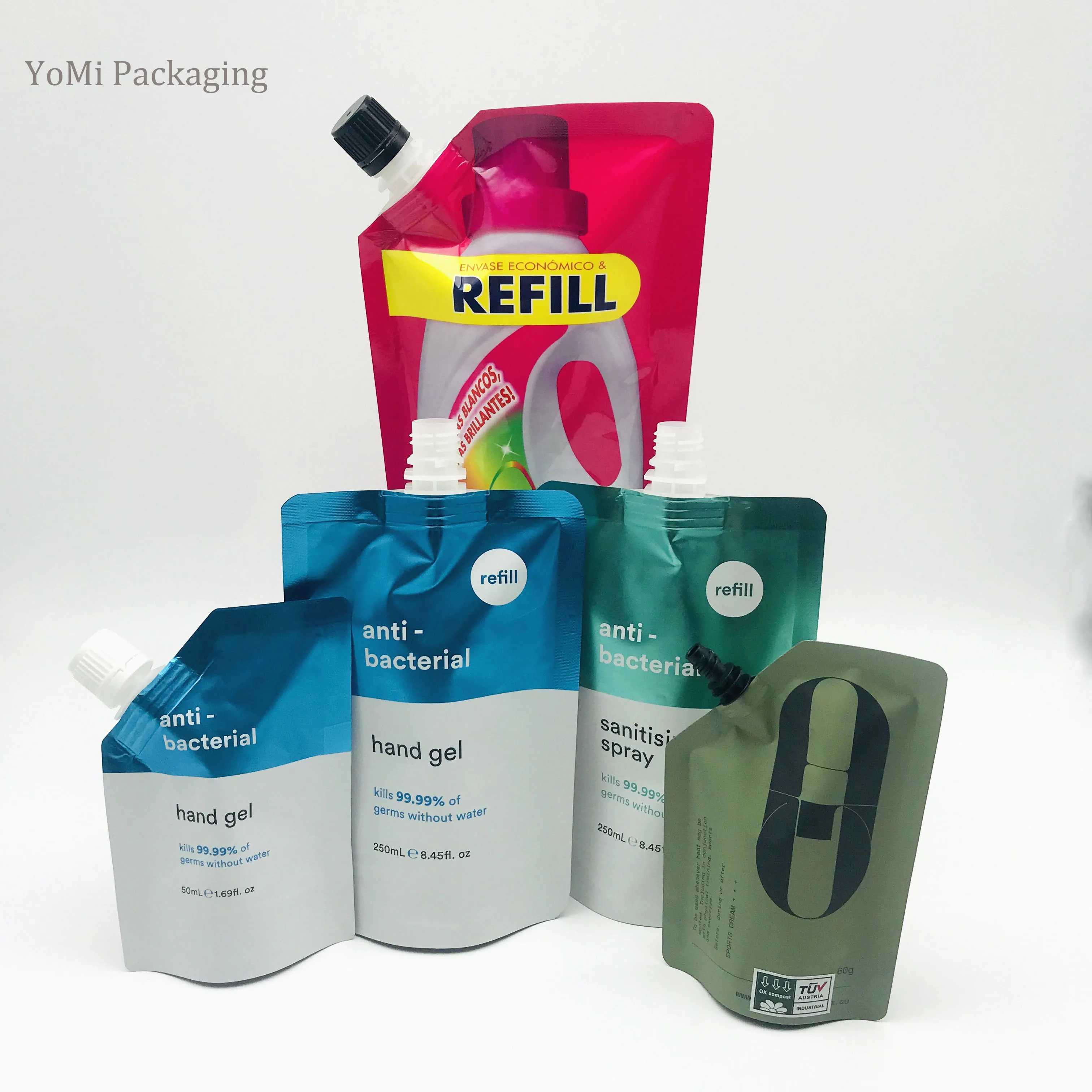 250ml 500ml 1L Eco-Friendly Kraft Paper Spout Pouch for Shampoo Refill