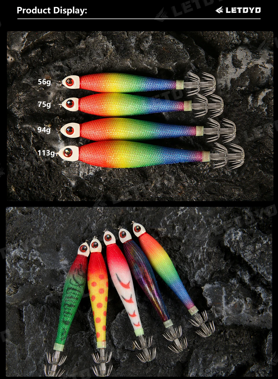 LETOYO Lead Sutte Luminous Duel Squid Jig With Double Layer Umbrella Hook Strong Night Light ...