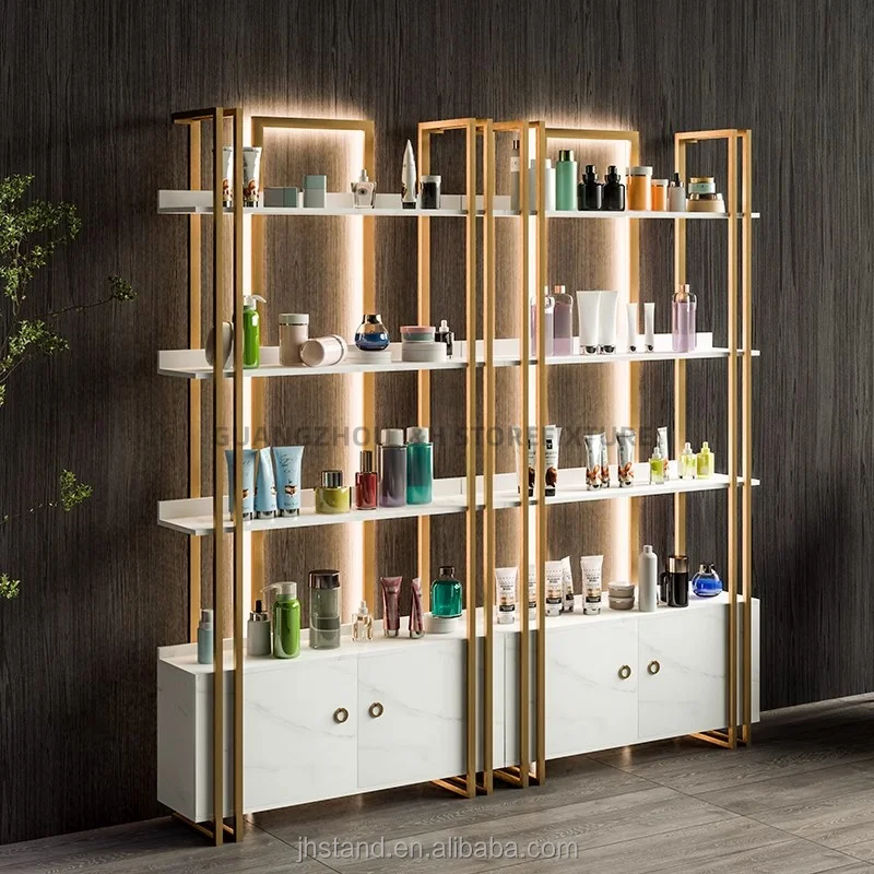 Luxury Beauty Salon Light Display Shelf Cosmetics Nail Skin Care Stand Cabinet Store Display ...