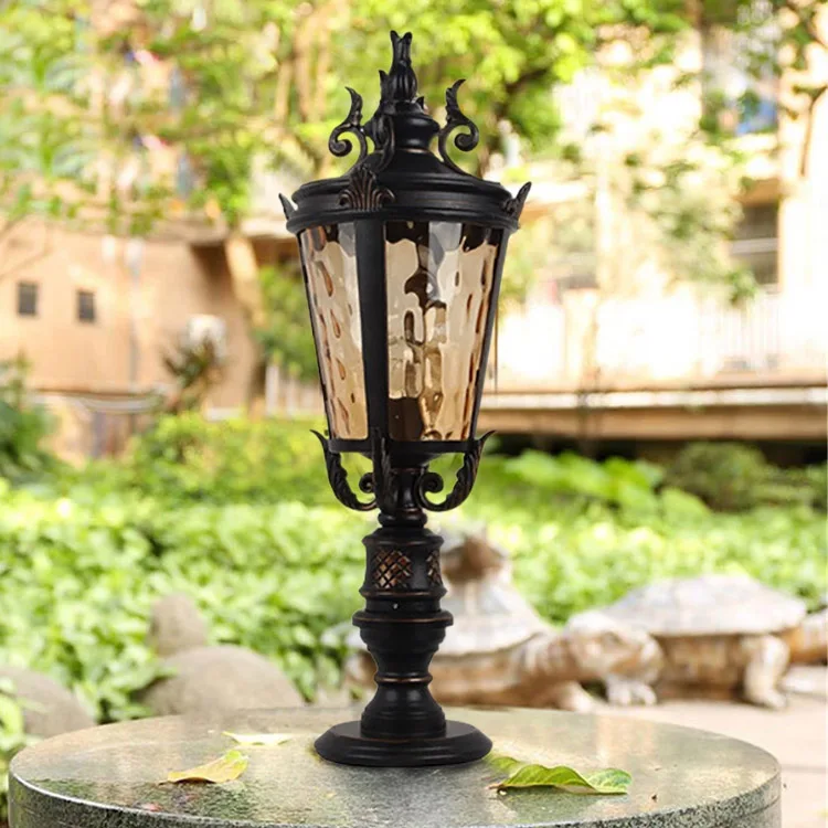 Outdoor Gate Lamp Post Light Garden Patio Pathway Fixture Exterior Pole ...