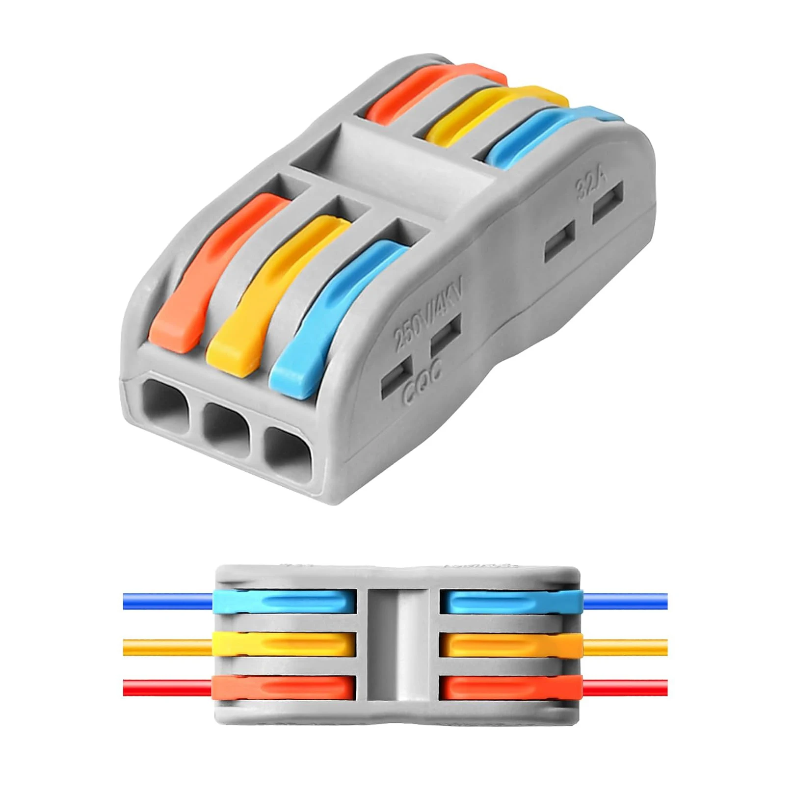 Push Connector Quick Connect Style Spring Splice Electrical Cable Lever ...