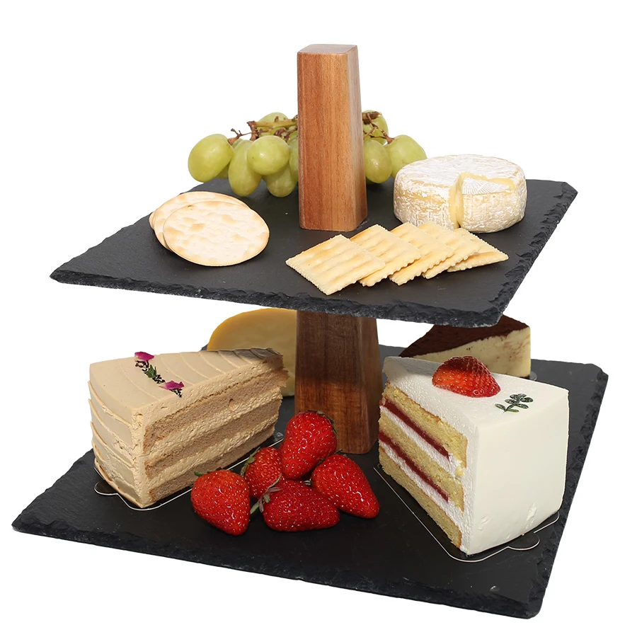 Factory Direct Slate Serving Stand-2tiers Dia. 30cm & Dia. 25cm ...