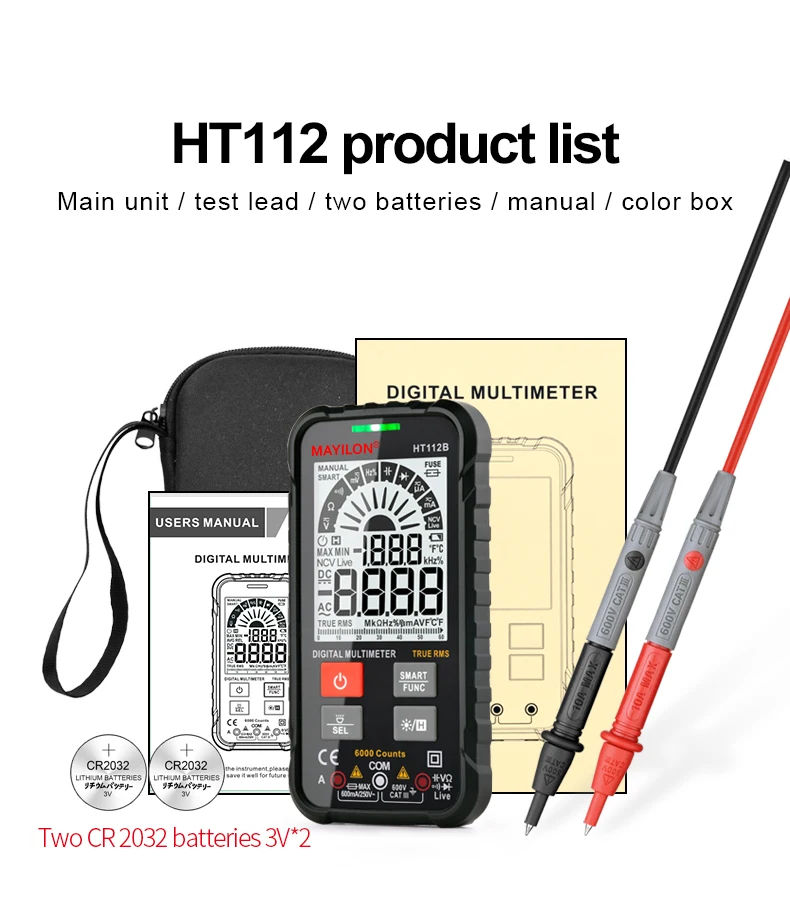 Mayilon Ht112a Digital Multimeter 250v Fuse 2000 Counts Auto Range ...