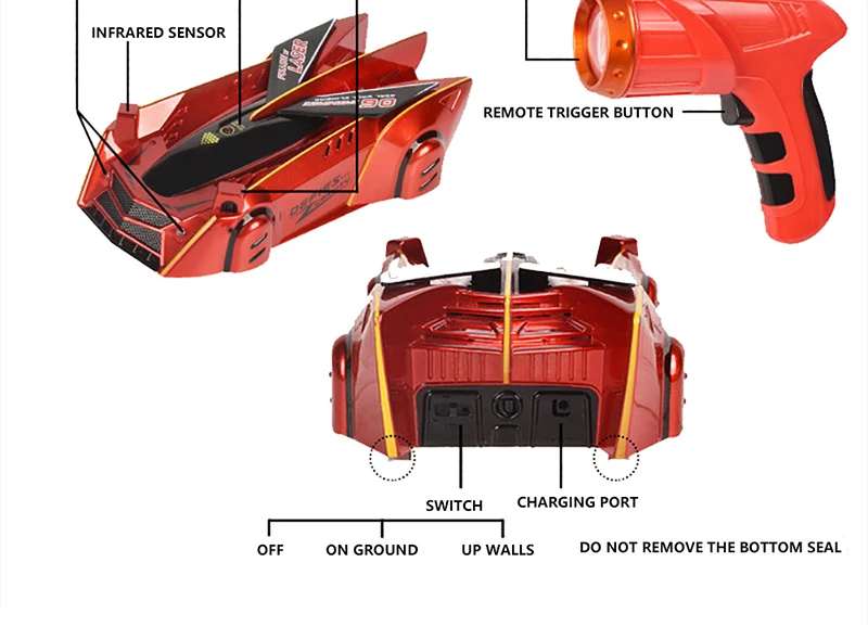 Kyk New Stunt Drift Rc Car Ceiling Wall Climbing Rc Car Toy Anti ...