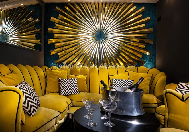 Shisha Bar Night Club Furniture Sofa Seating - Yellow Velvet