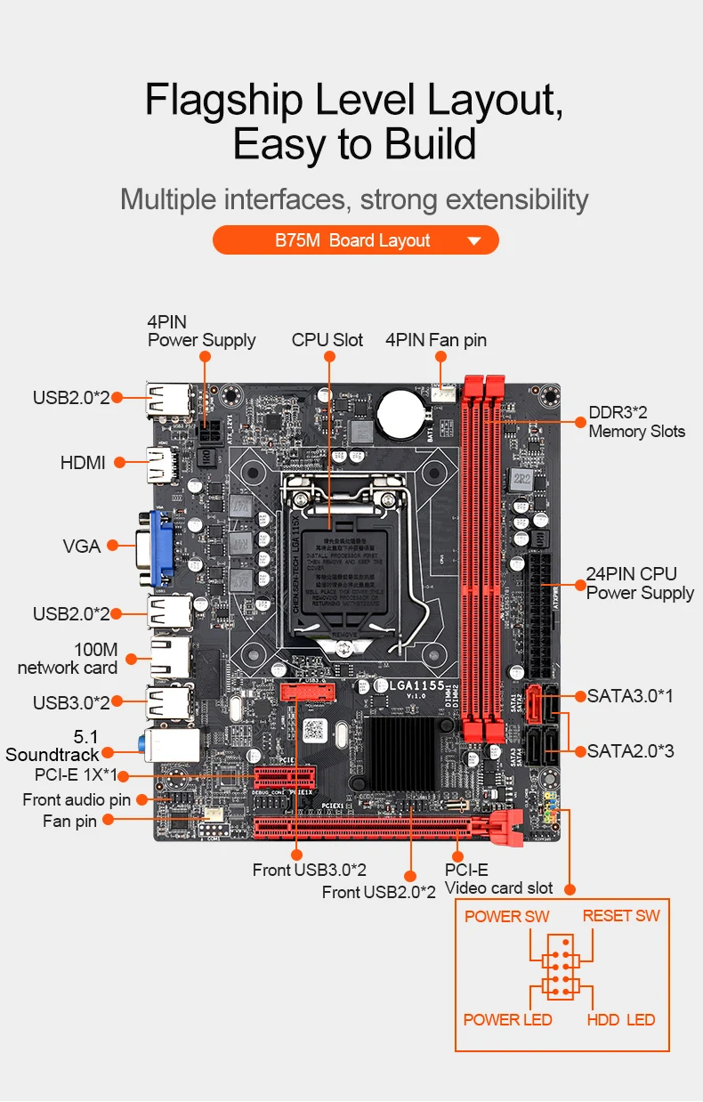 B75m Oem Lntel B75 Chipset Mainboard Matx Lga 1155 Motherboard Support ...