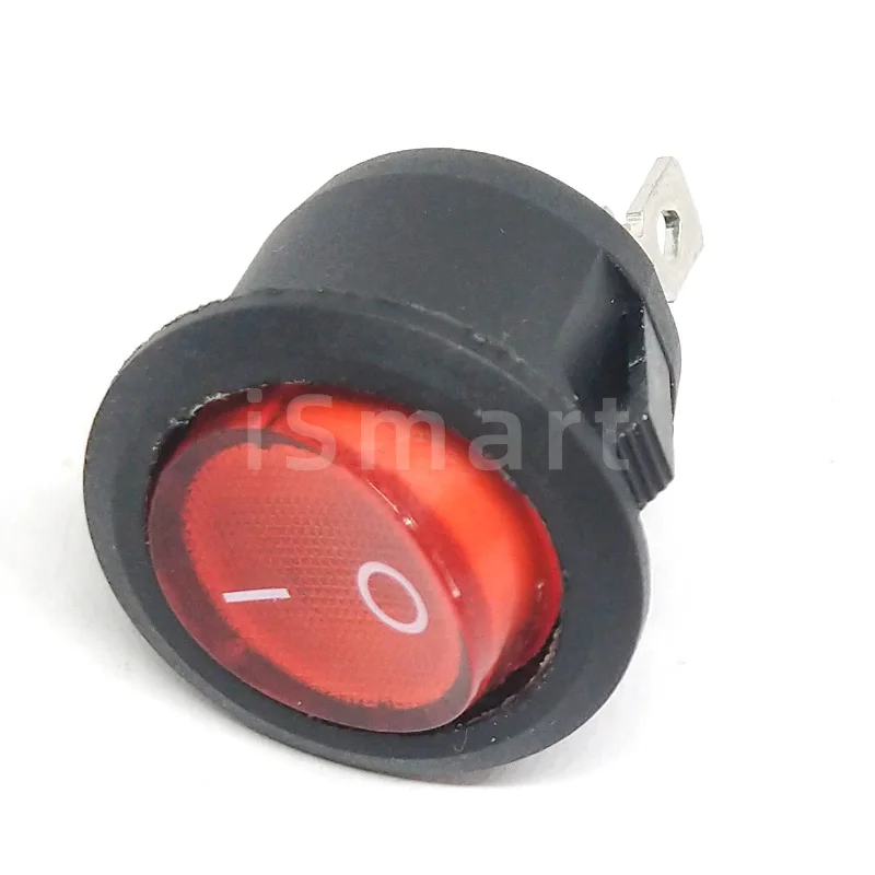 20mm Diameter Red Light ON OFF SPST Round Rocker Switch 3 Pins 6A/250V ...