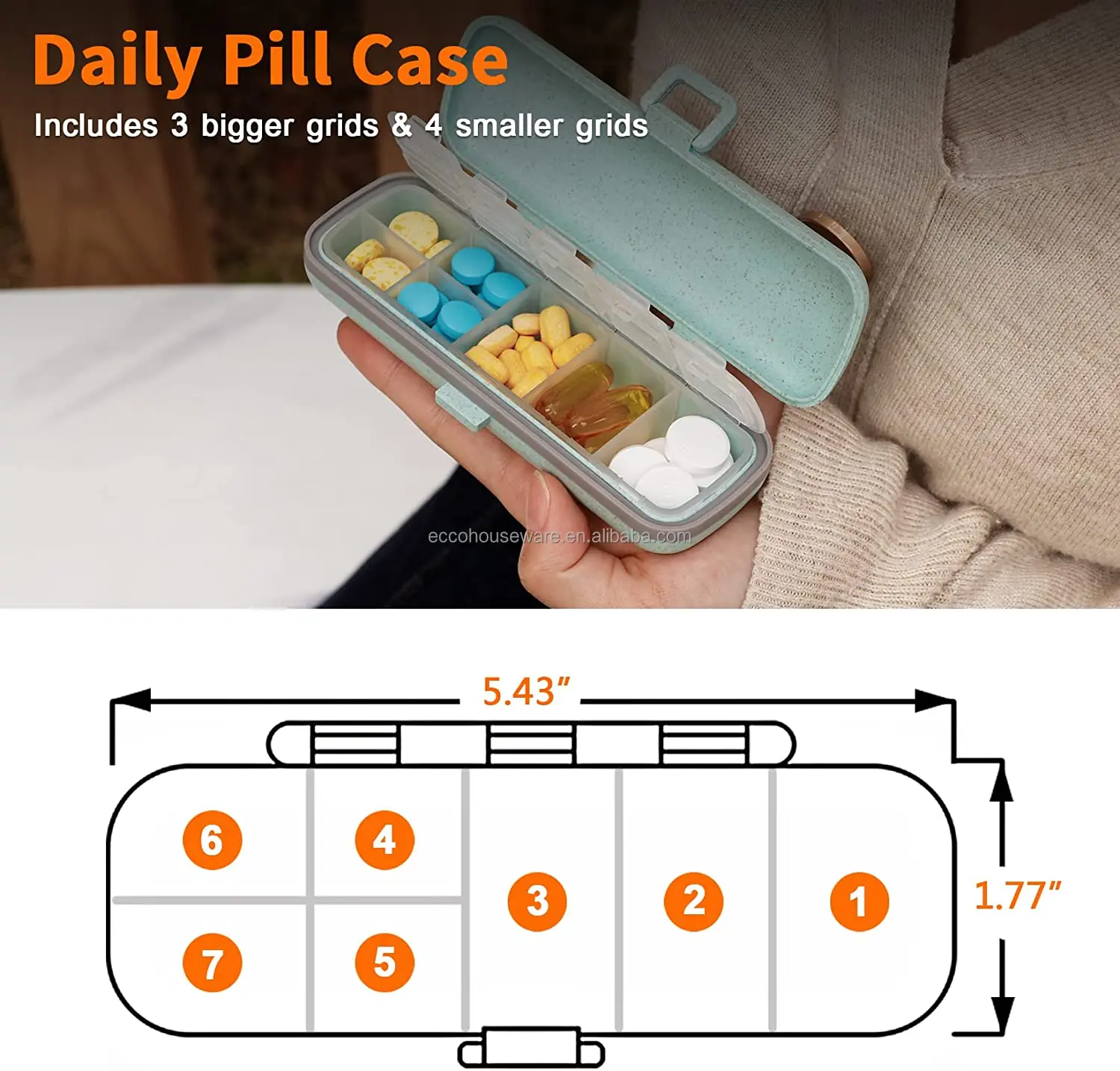 2020 Custom Eco Friendly Weekly Wheat Straw Pill Dispenser Container ...