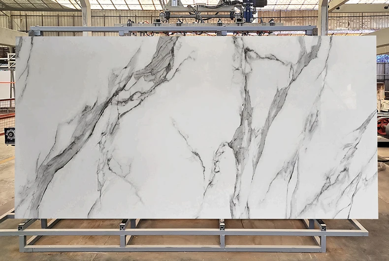 ZGSTONE Carbon Slate Sintered Stone Calacatta White Tile