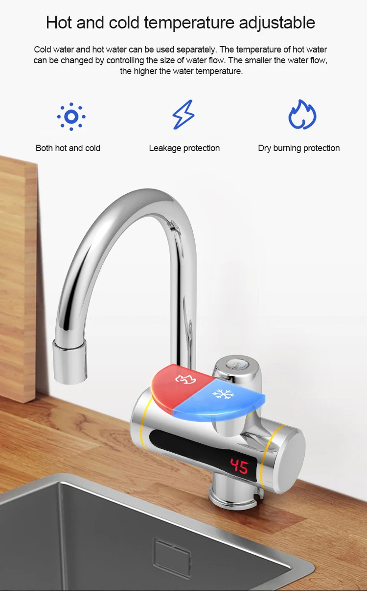 Basin Hot Faucet Water Tap Mixer Sink Instantaneous Cold Heating ...