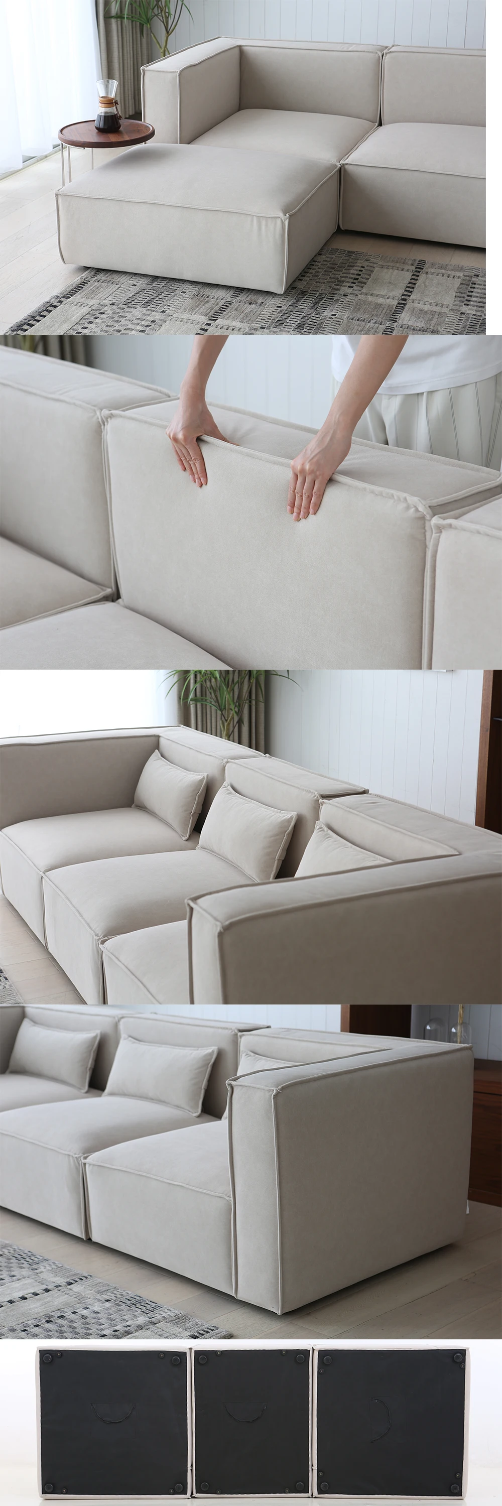 Modular Sectional Sofa Couch Movable Rearrangeable Cream Beige ...