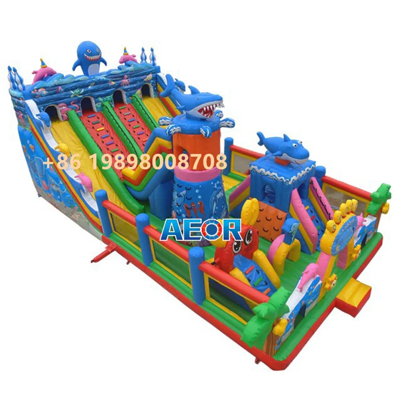 Hot Shark Inflatable Kids Bounce Playhouse Jumping Castle Octopus ...