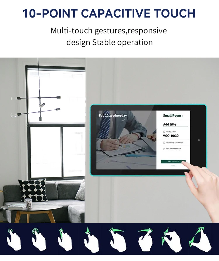 Wall Mount Meeting Room Booking Display 10 Inch POE Android Tablet