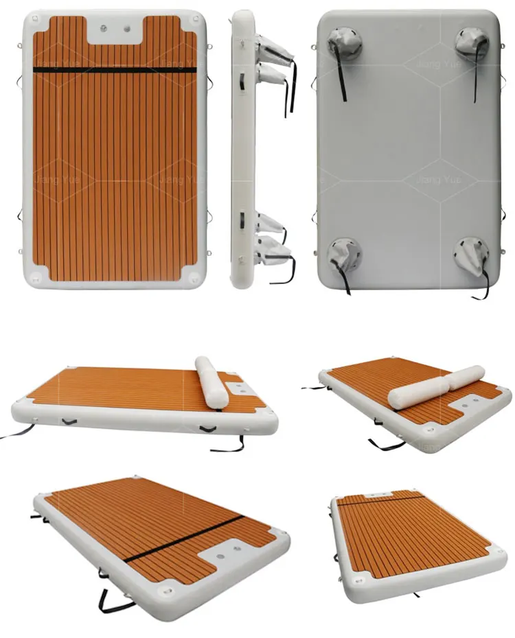 Stock Teak Inflatable Pontoon - Perfect for Sun Bathing