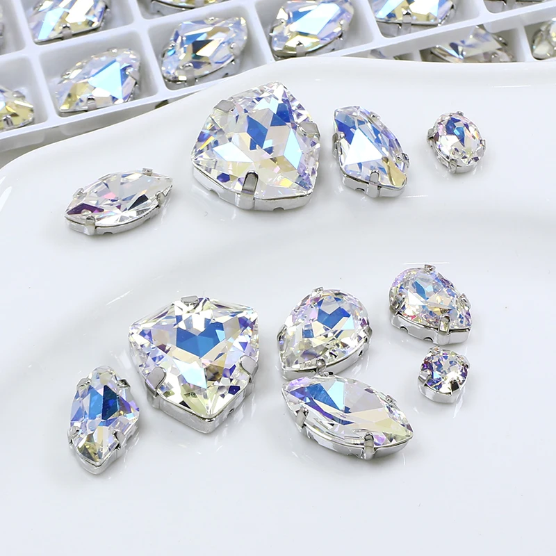 Moonlight Color K9 Fancy Stone With Metal Silver Plating Claw ...