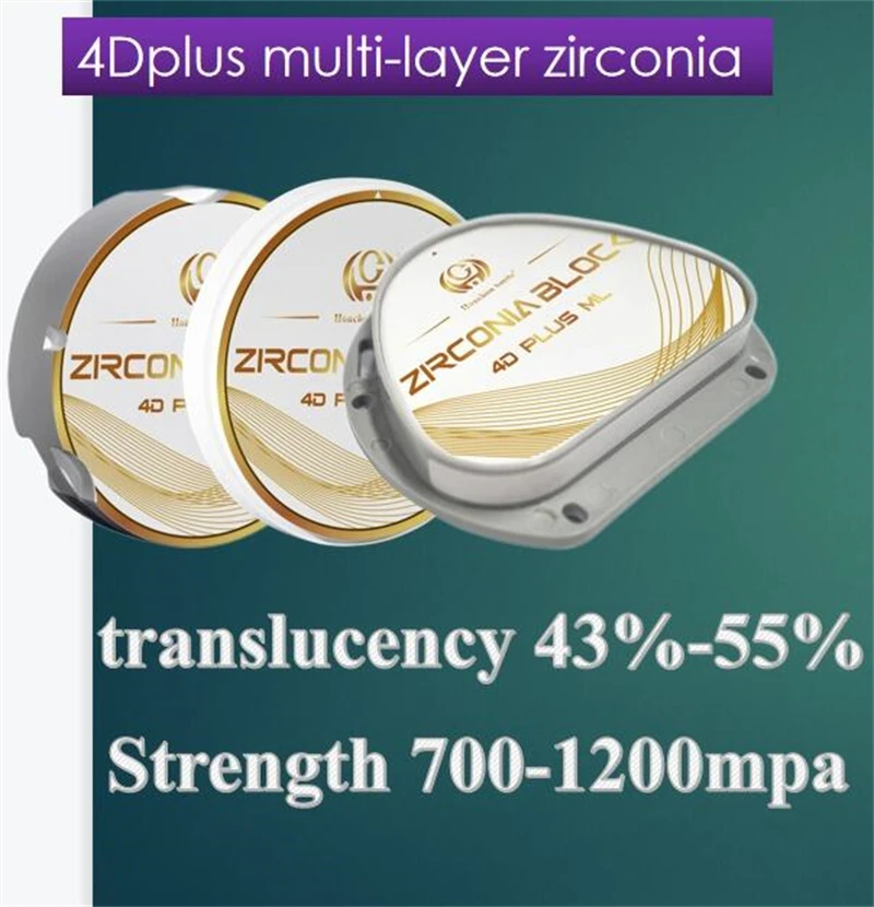 4D Plus Multilayer Preshaded Zirconia Blocks - Ultra Translucency