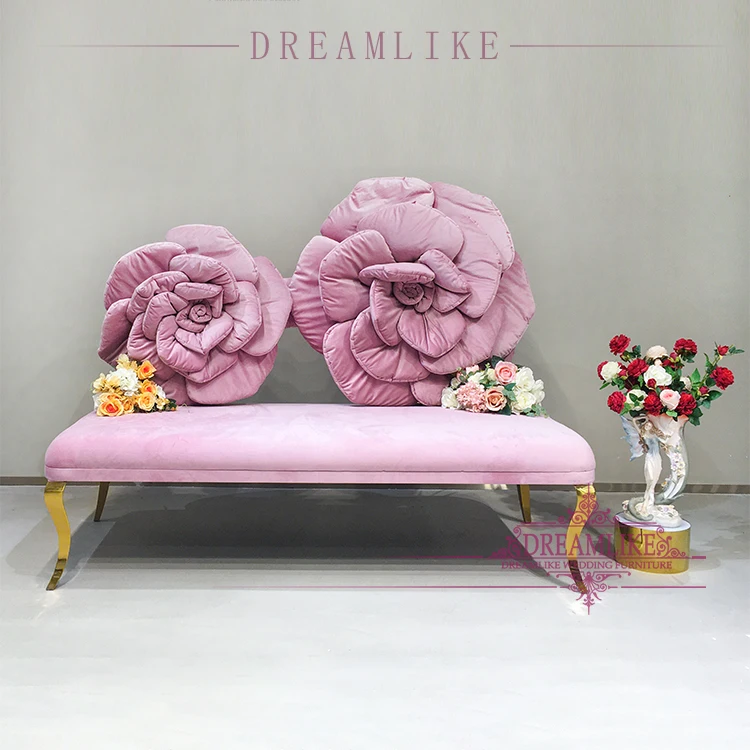 Luxury White Velvet Sofa with Stainless Steel Gold Metal