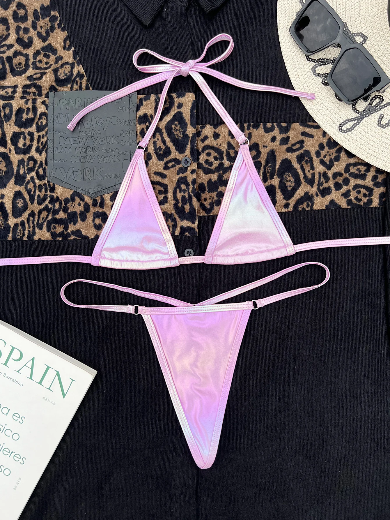 Fashion Show Shiny Metallic Swimsuit Super Sexy Micro String Thong Bikinis Women Swimwear Buy