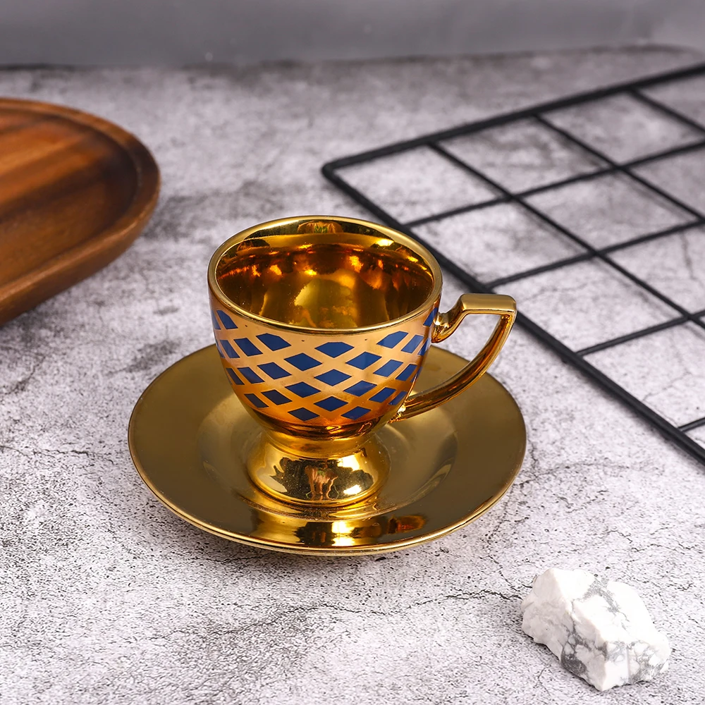 Wholesale 90ml Ceramic Espresso Latte Coffee Cup with Gold Diamond ...