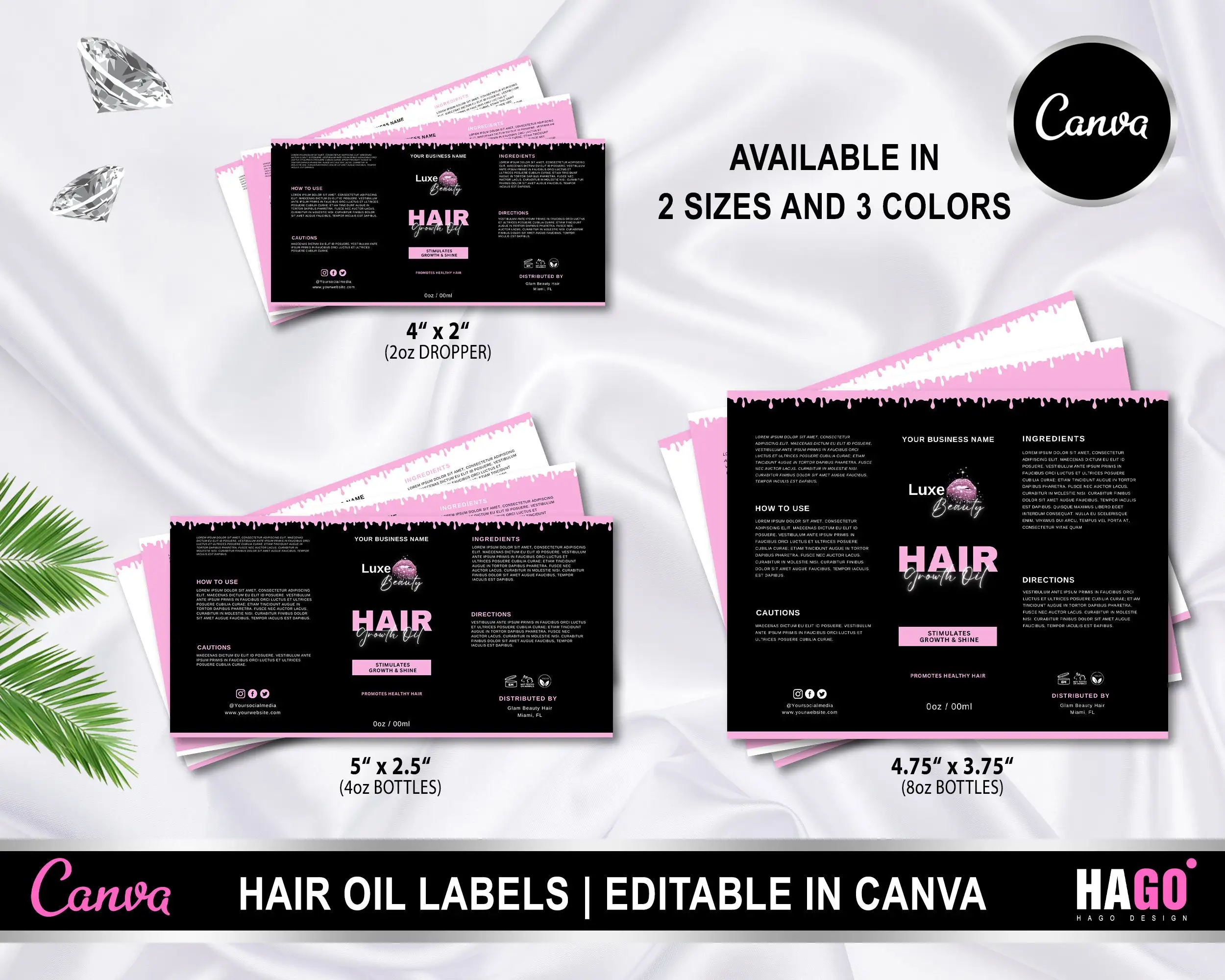 Luxury Hair Growth Oil Bottles - Custom Label & Eco-friendly