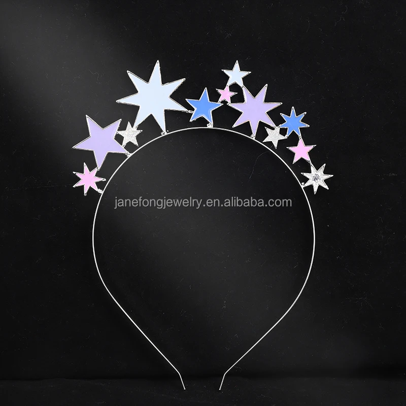 Enamel Rainbow Color Stars Shape Girl Tiara New Design Princess Metal ...