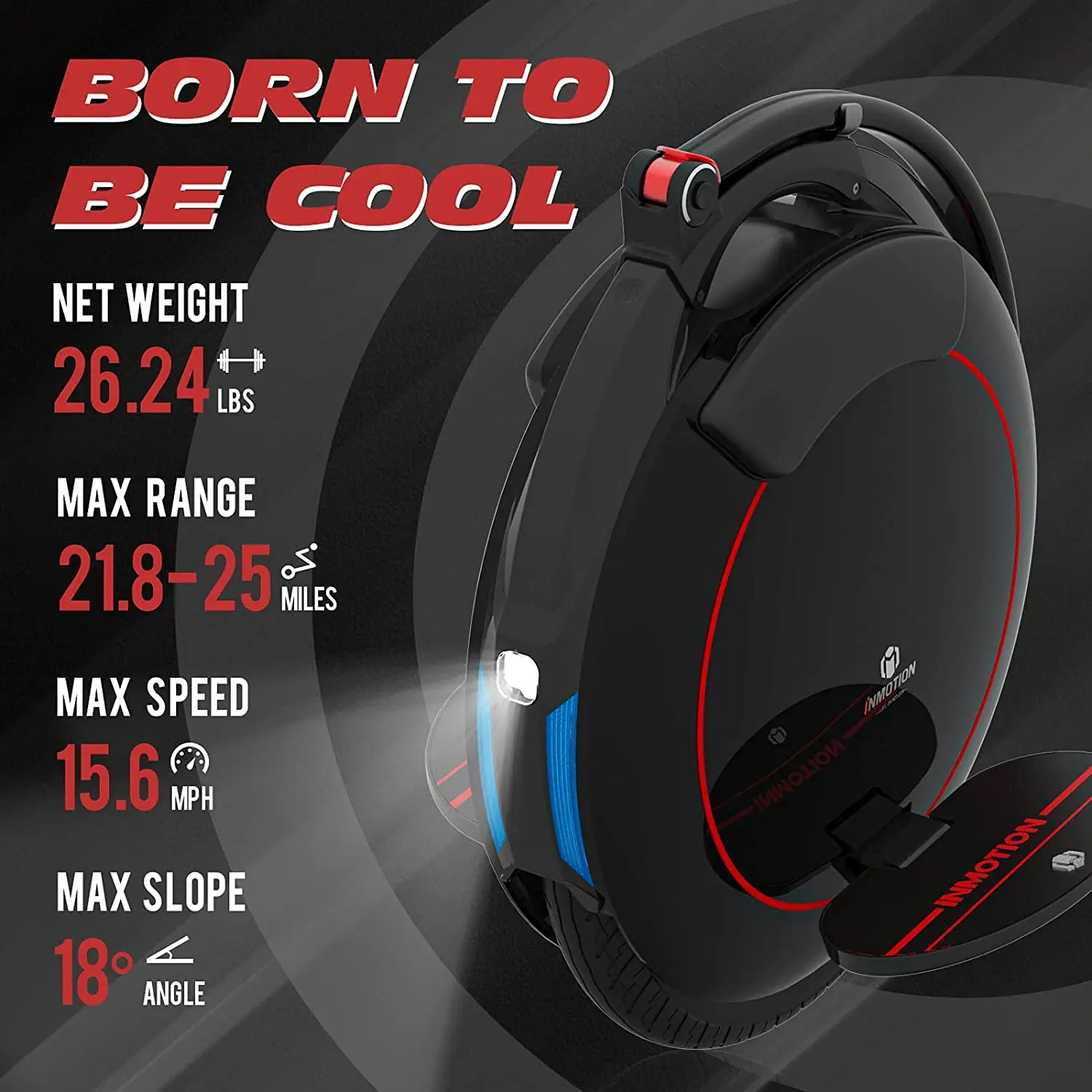 Inmotion V5F Electric Unicycle - 14-Inch, 15.6mph Speed