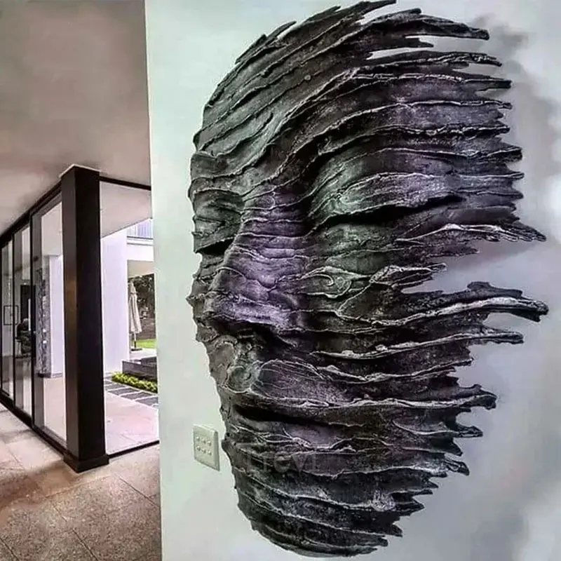 Home Modern Art Face Sculpture Large 3D Wall Statue Bronze