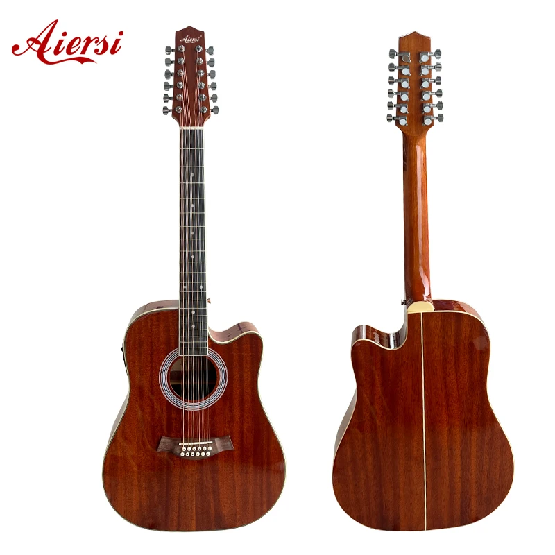 Stocked Promotional Cheap Gloss Aiersi Cutaway All Mahogany12 String ...