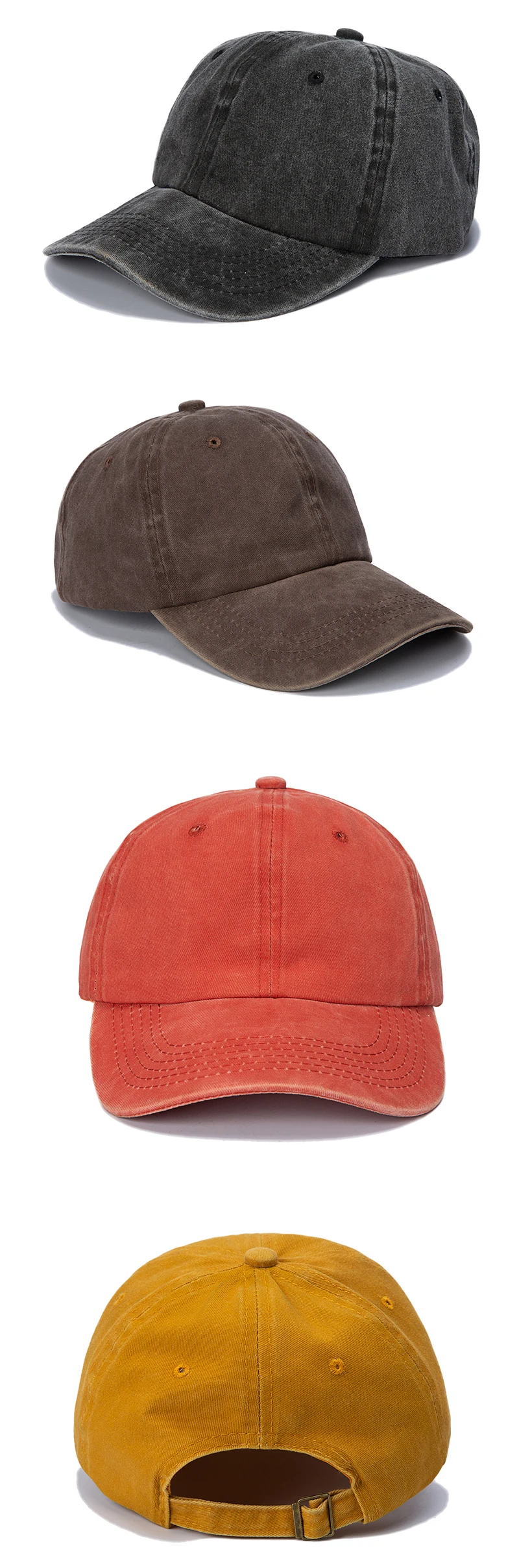 Soft-top Cap Vintage Hat Women Old Outdoor Solid Color Color Washed ...