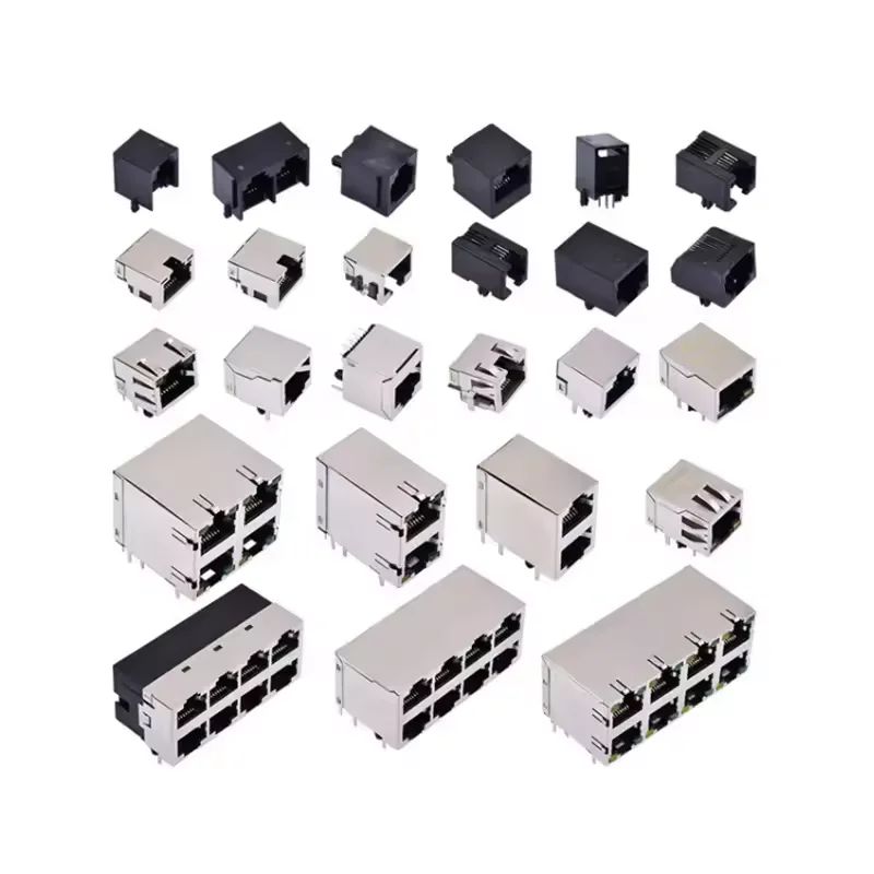 Rj45 Female Male Pcb Connector Shield Rj 45 8p8c Plug Cat5e Cat7 Cat6 Cat6a Cat8 Keystone Jack