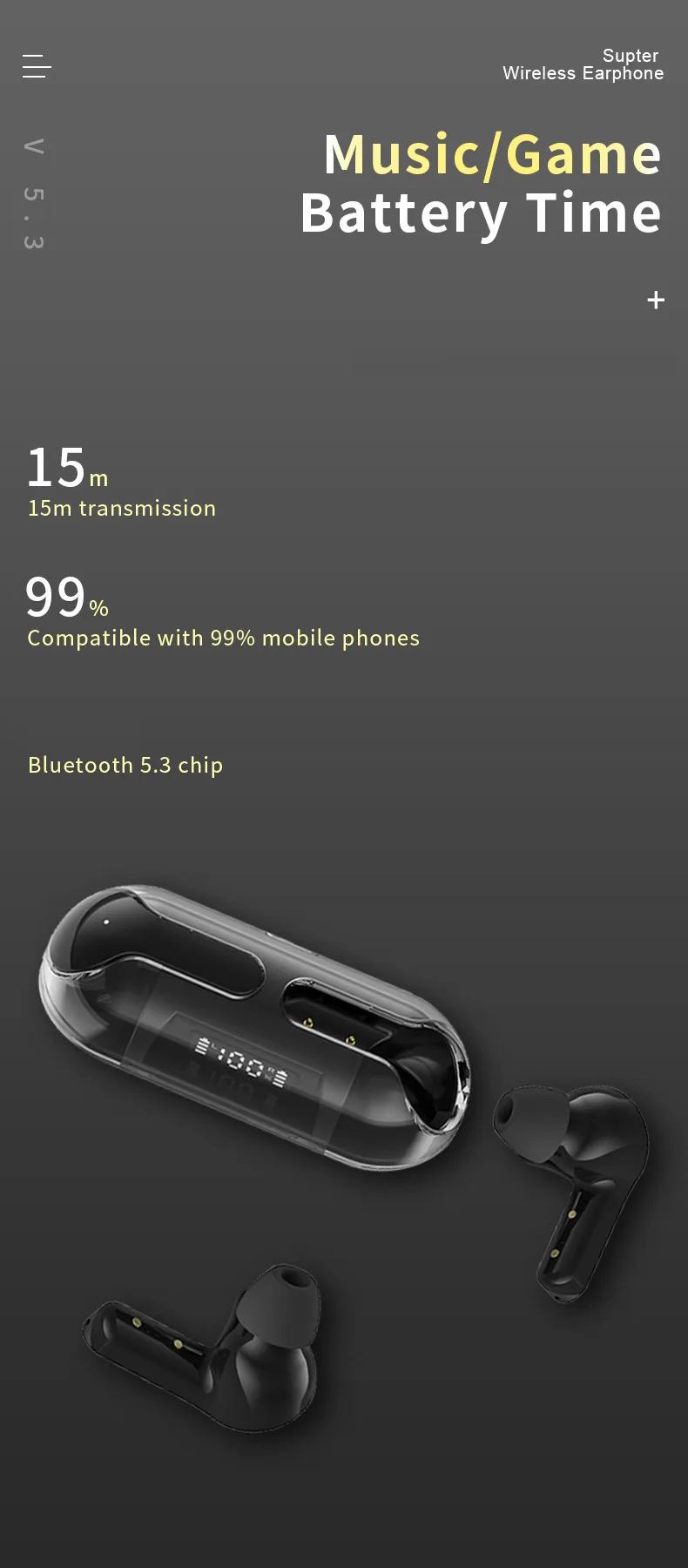 Transparent F80 TWS Earbuds - True Wireless Stereo Earbuds with ...