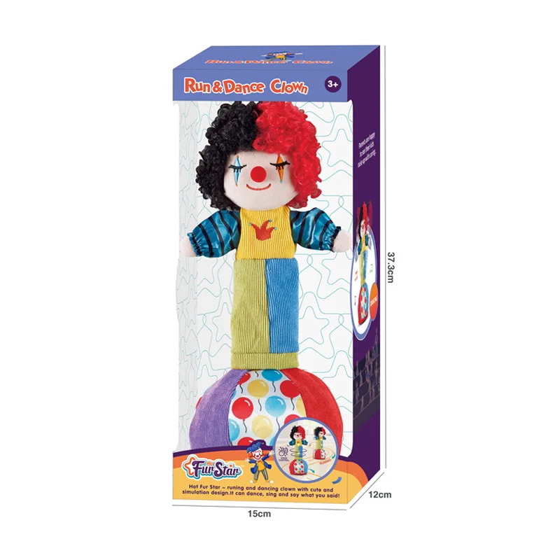 Kids Dancing Plush Doll Voice-control Running Clown Soft Toys Battery ...