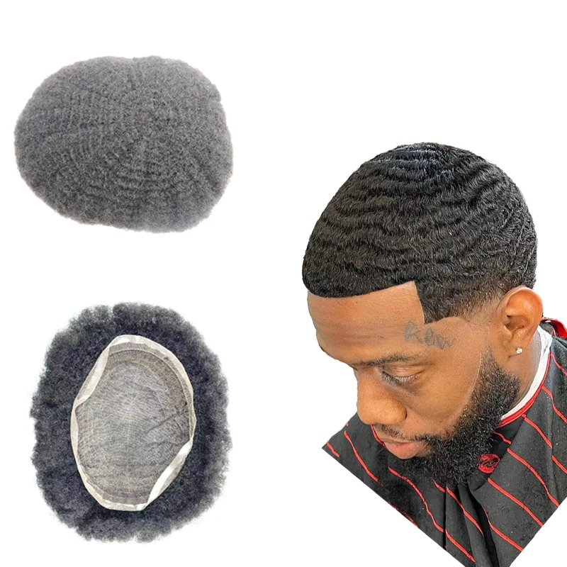 Full Lace African American Toupee Wigs 6mm Men Weave For Black Men Hair ...