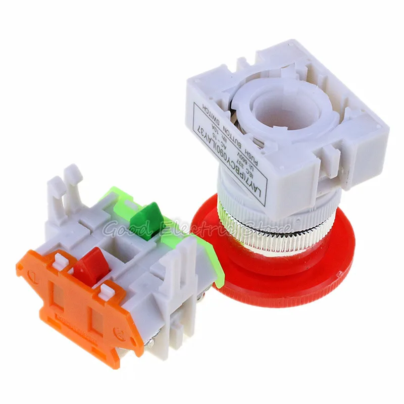 Lay37-11zs Red Mushroom 1no 1nc Dpst Emergency Stop Push Button Switch Ac 660v 10a E-stop Switch ...
