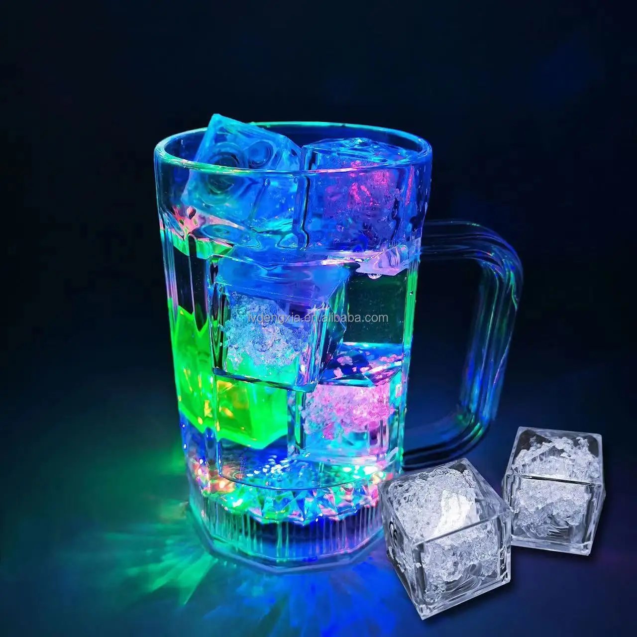 Water-Activated Reusable Plastic LED Ice Cube Flashing Glowing LED ...