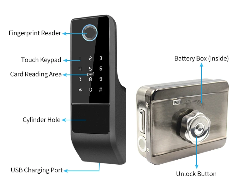 Hahalock App Fingerprint Smart Door Lock - Waterproof & Keyless