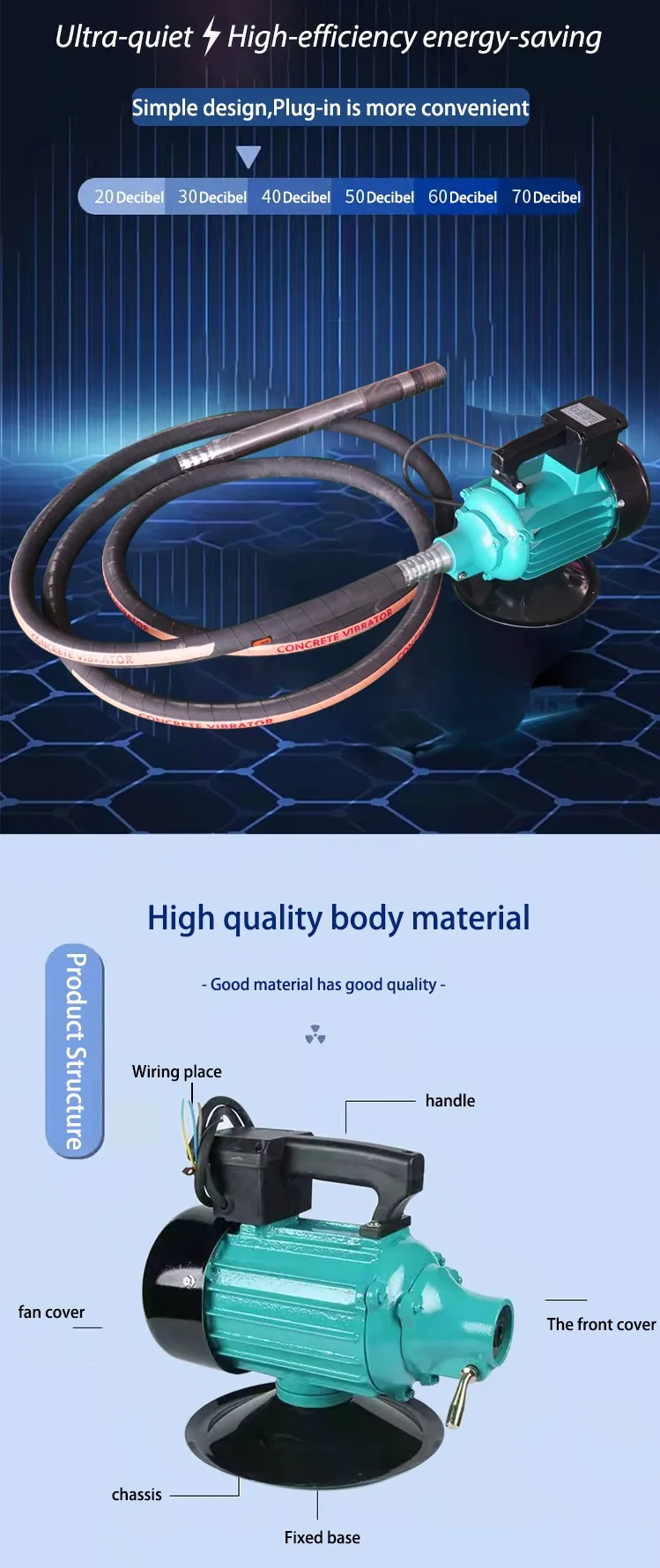 ZN25 ZN35 ZN50 ZN70 Portable Electric 1500W Motor Concrete Vibrator for ...