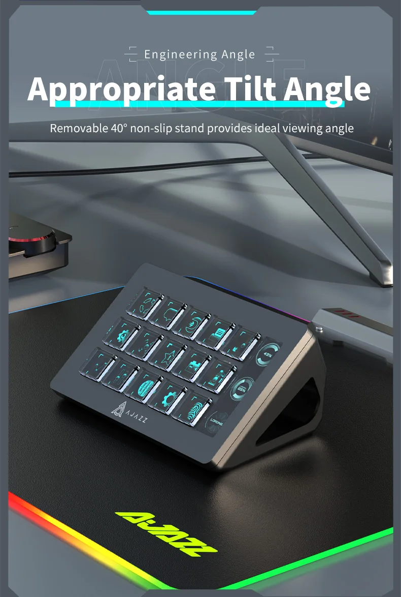 Ajazz AKP153E Customizable LCD 15 Keys Controller Keypad