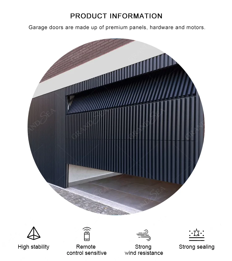 Villa Luxury Black Electric Auto Smart Aluminum Garage Door