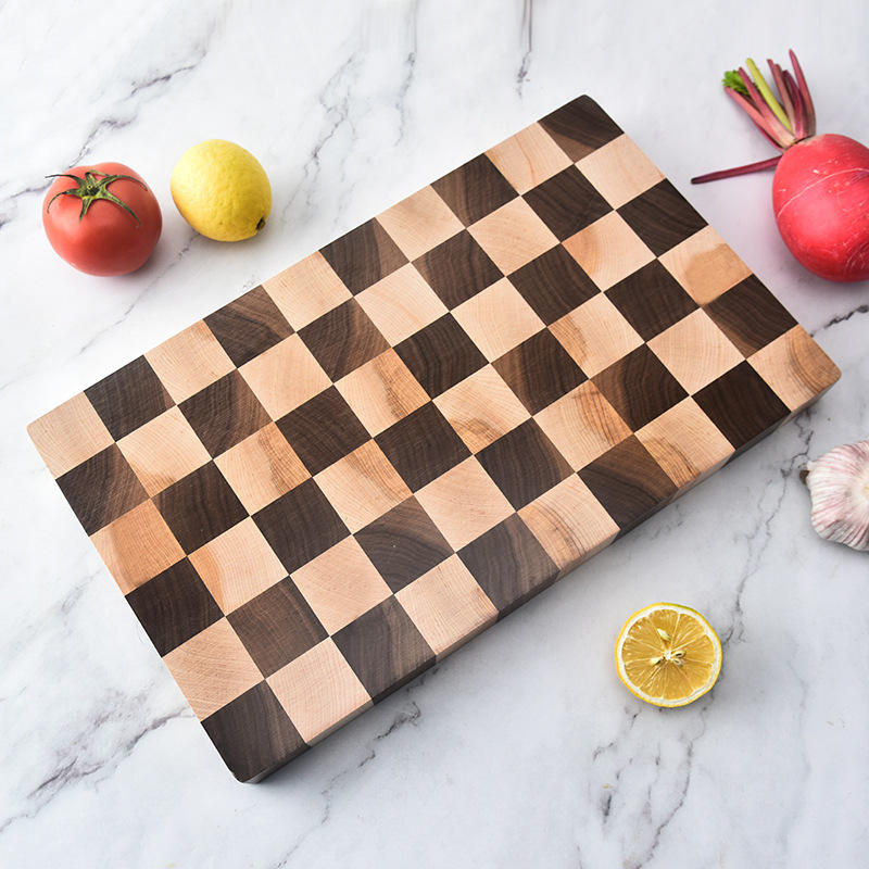 Maple Black Walnut Wood Checkerboard Cutting Board for Kitchen Home Use ...