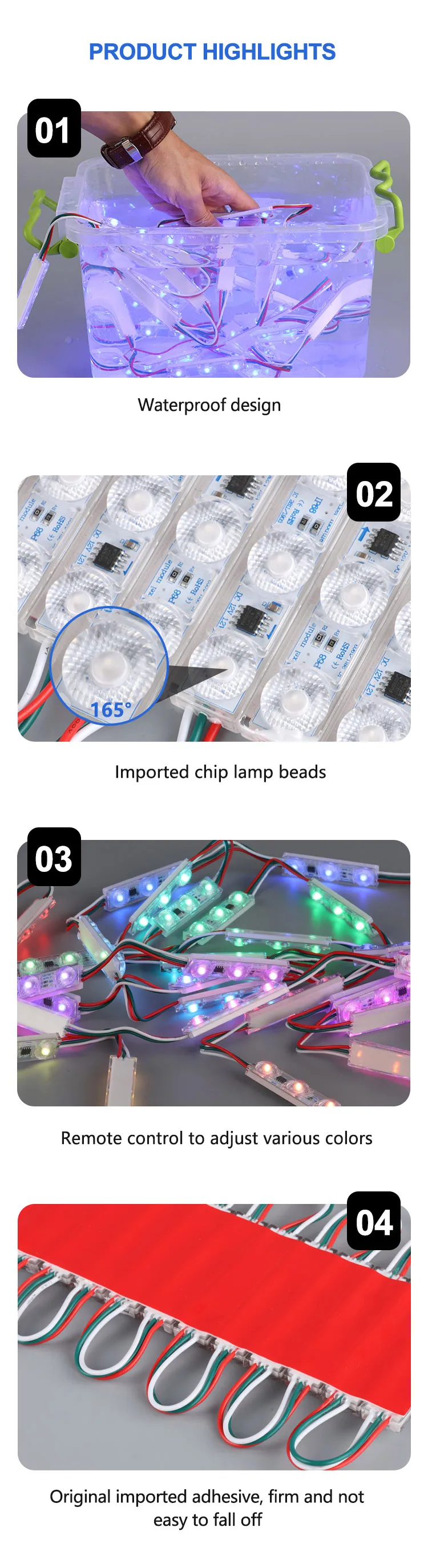 Rgb Full Color 1.2w 12v Control Outdoors Ip68 Waterproof 3030 3led Smd ...