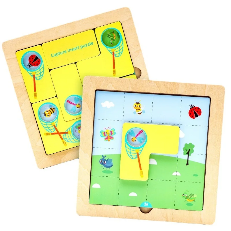Wooden Insect Catching Baby Puzzle Board For Cultivating Children's ...