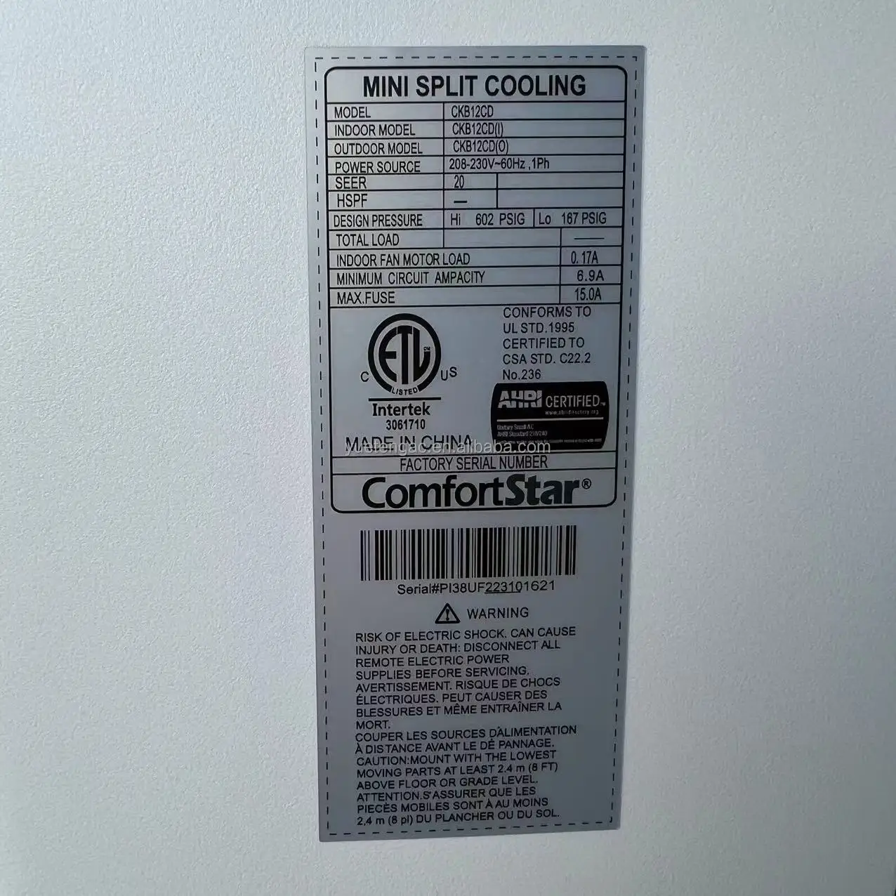 Comfortstar DC Inverter Ductless Mini Split AC System - 220V, SEER 20 ...