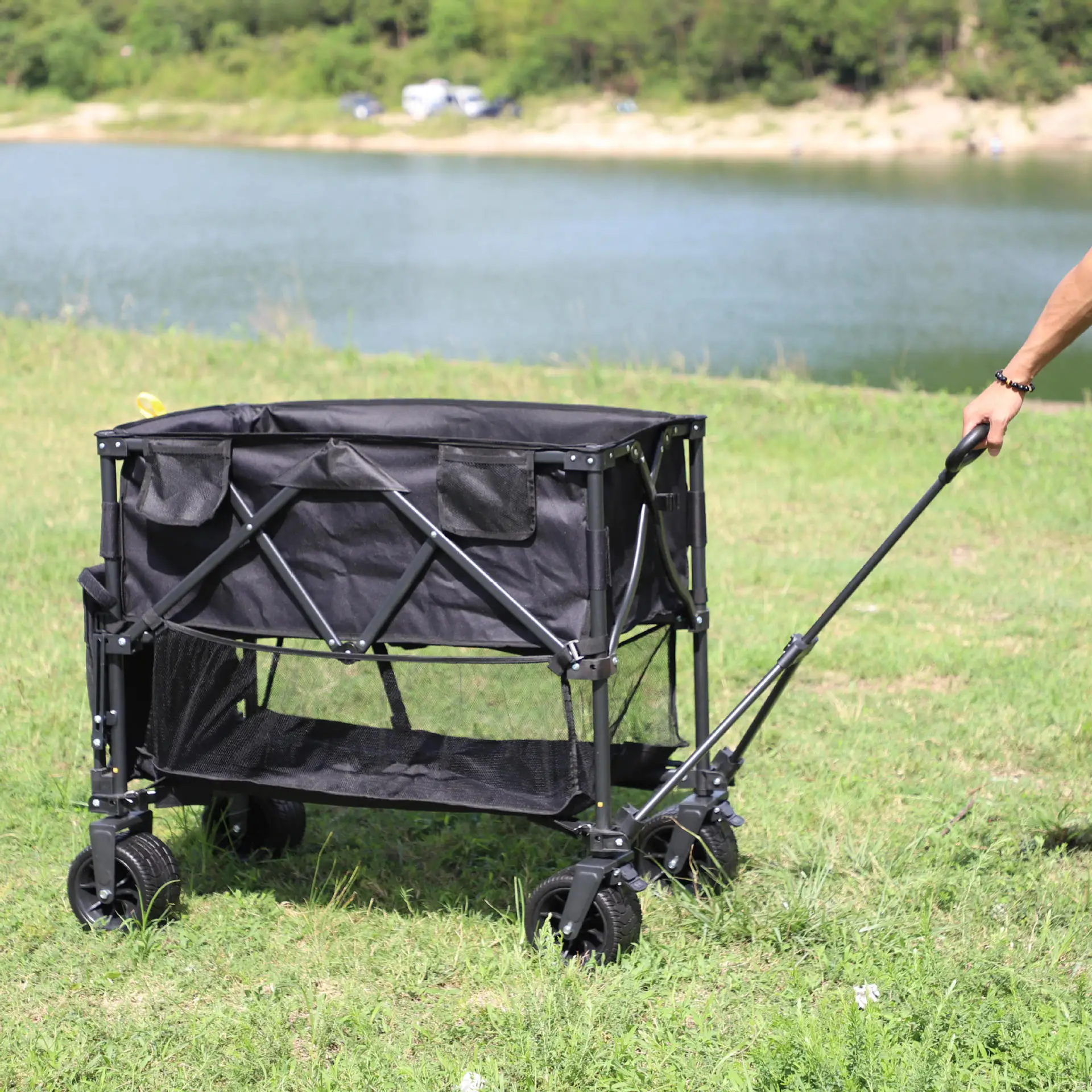 Double Decker Wagons Carts Heavy Duty Foldable Outdoor Collapsible Cart ...