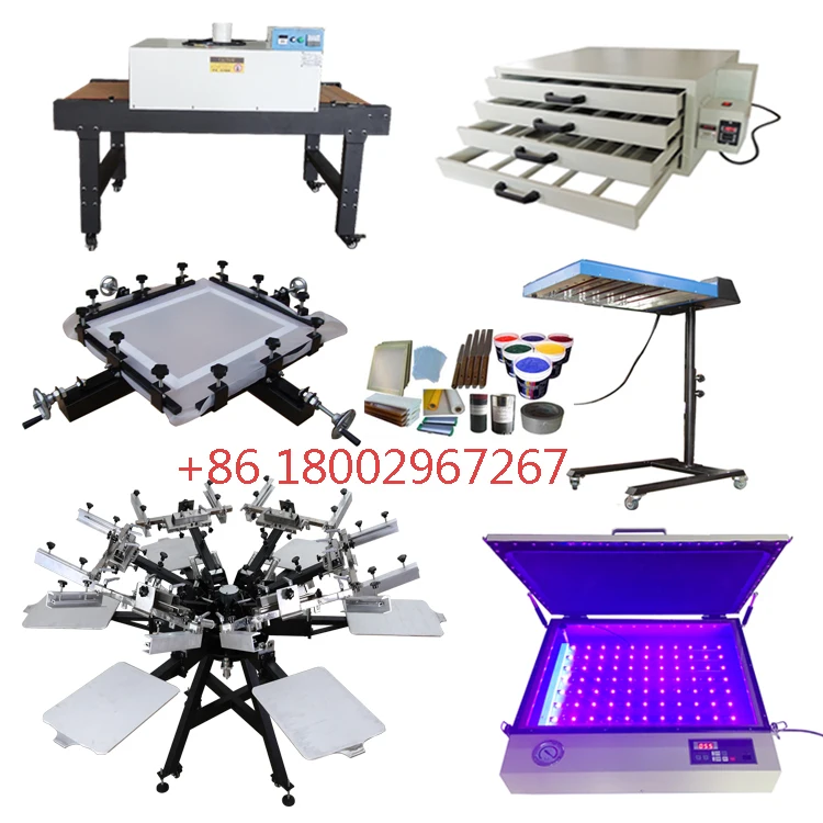 Full Sets Manual Screen Printing Machine Rotary 6 Color 6 Station ...