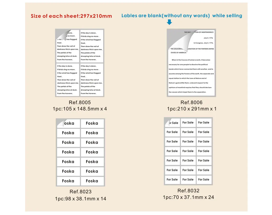 Different Size A4 Printing Private Label Sticker - Buy Label,Label ...