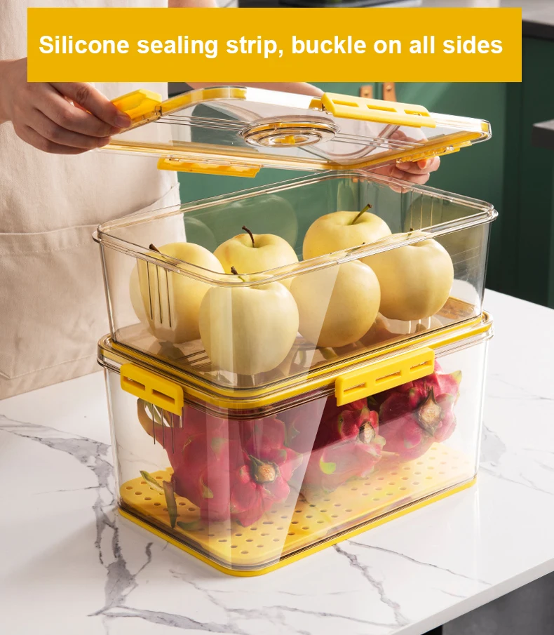 Fridge Organiser Bins Timing Plastic Refrigerator Storage Box ...