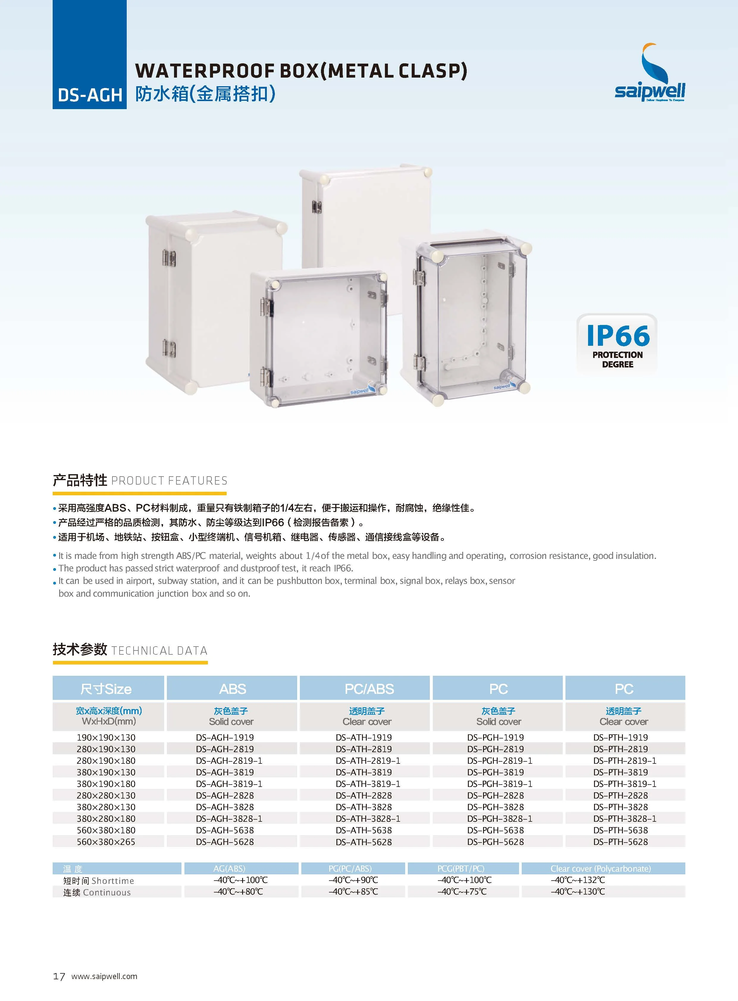 SAIPWELL DS-AG-0811-S Plastic Waterproof Box - Customised PCB Enclosure