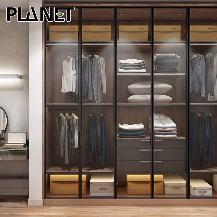 The latest modern design in 2024 aluminium wardrobe profile sliding doors sliding wardrobe with mirror made in china