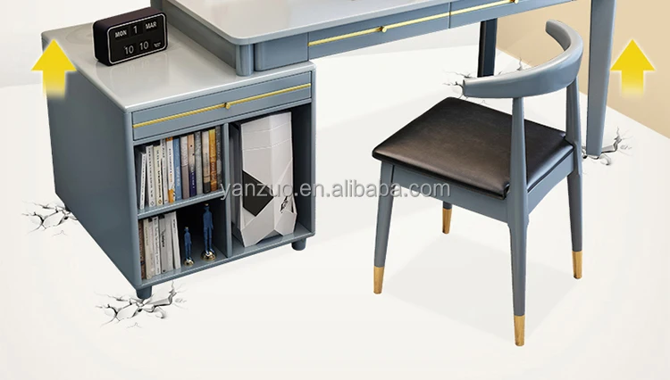 Solid Wood Desk Bookcase Combination Home Office Desk Minimalist Modern ...